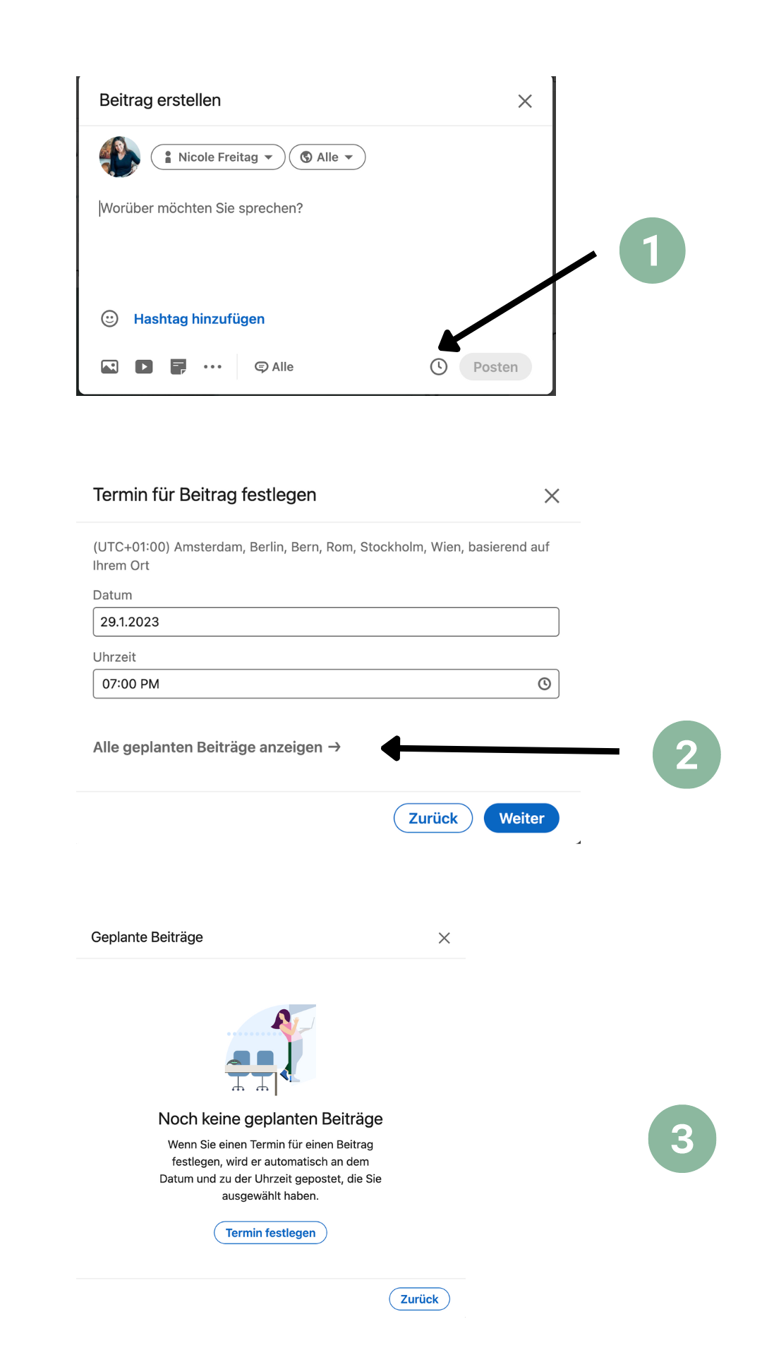 LinkedIn Beitrags-Planungsfunktion - Little Birds Media